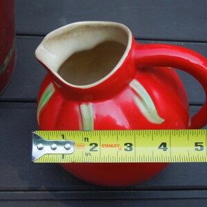 Red Farmhouse Decor, Red Pail Boston, Red Tomato Ceramic Pitcher, FREE ...