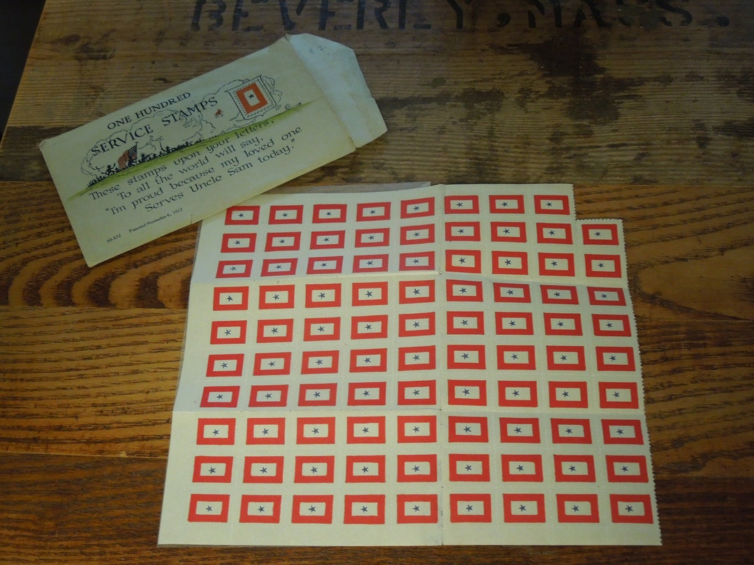 Rare Lot of Military Blue Star Stamps, WW1 Postal Stamps, FREE SHIPPING ...