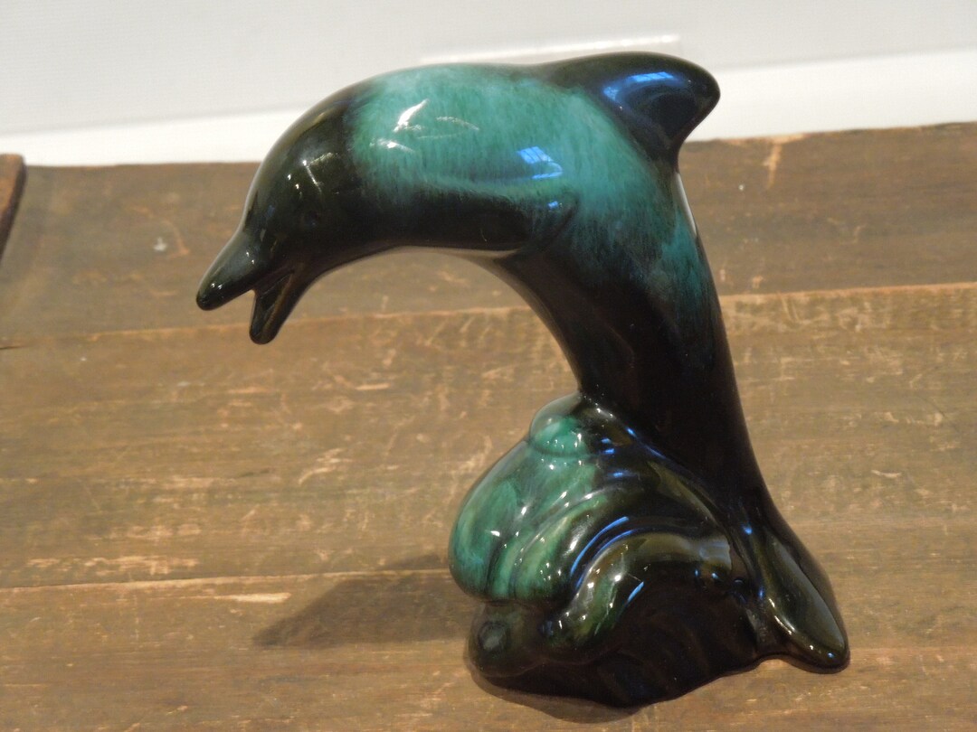Blue Mountain Pottery Dolphin Sculpture, Blue Dolphin Ceramic Pottery ...