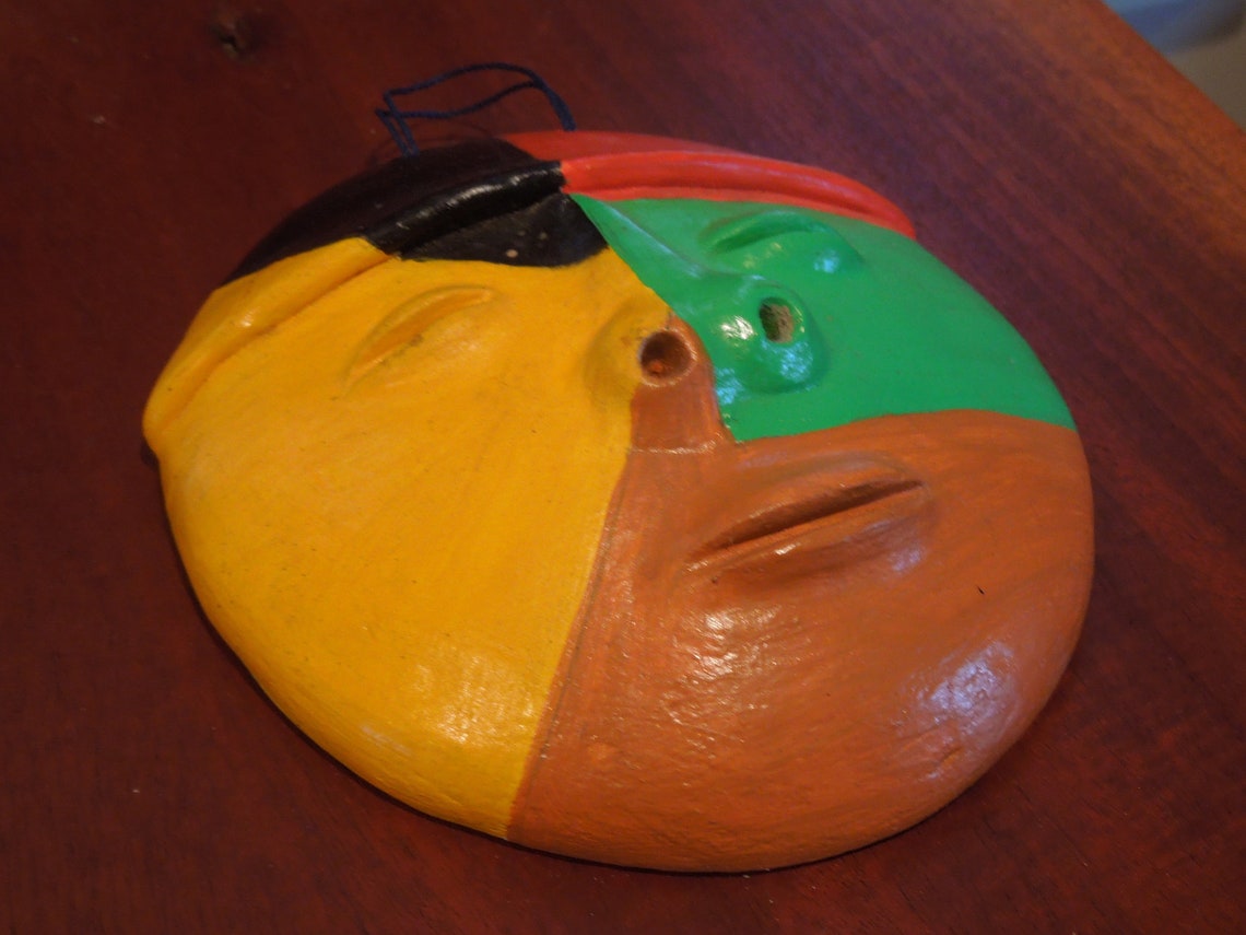 Unique Tribal Mask Wall Hanging, Colorful Contemporary Folk Art Mask ...