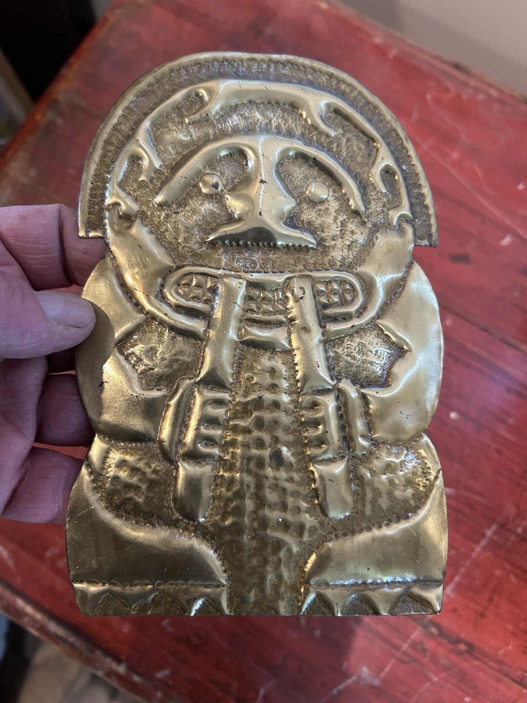Mid Century Mayan God Wall Decor, Aztec Mythology Brass Art, God of ...