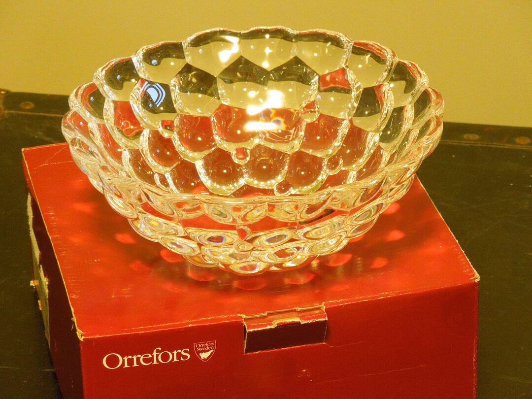 ON SALE!! Sweden Orrefors Lead Crystal Medium Bowl, New / Old Stock Art ...