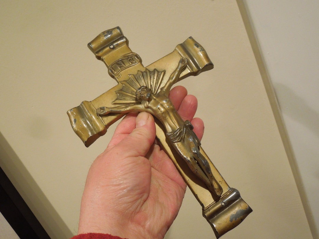 Heavy Parsons Crucifix 1940's Wall Cross, Religious Artifact, Jesus on ...
