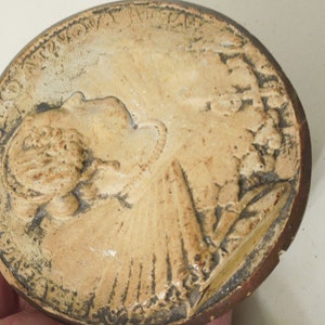 Primitive Religious Medallion Wall Hanging, Red Clay Mold Artifact ...