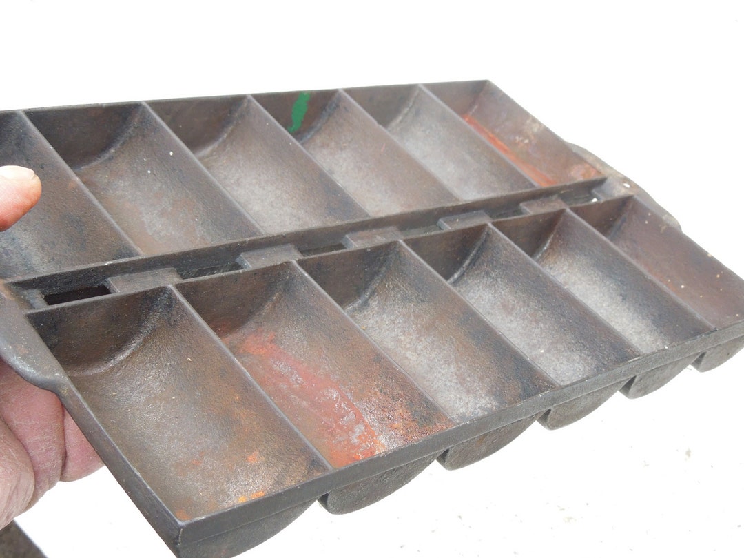 Cast Iron French Roll Baking Gem Pan, Unmarked Griswold # 11 Antique ...