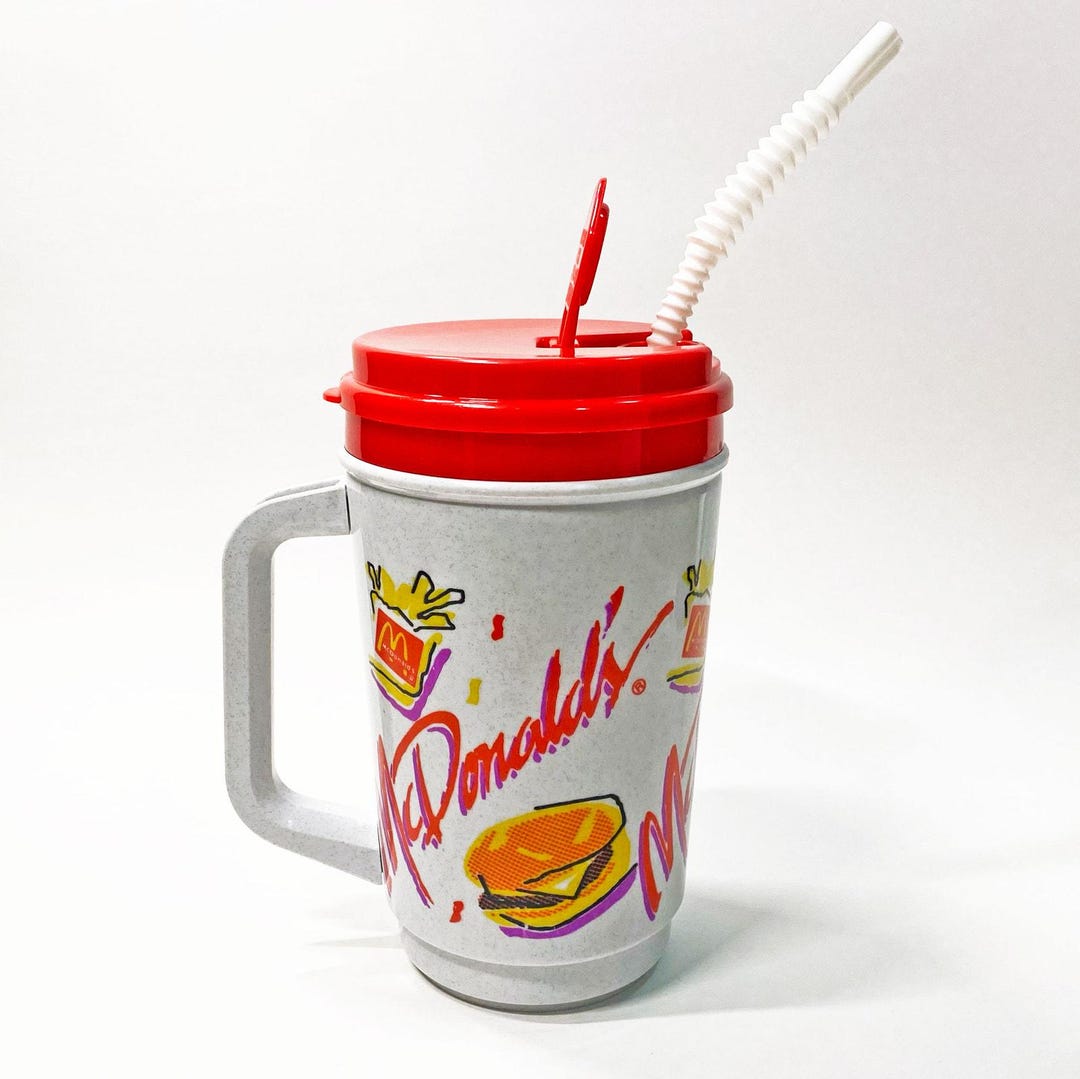 Vintage 1992 Mcdonald's Large Plastic Travel Drink Insulated Mug With ...
