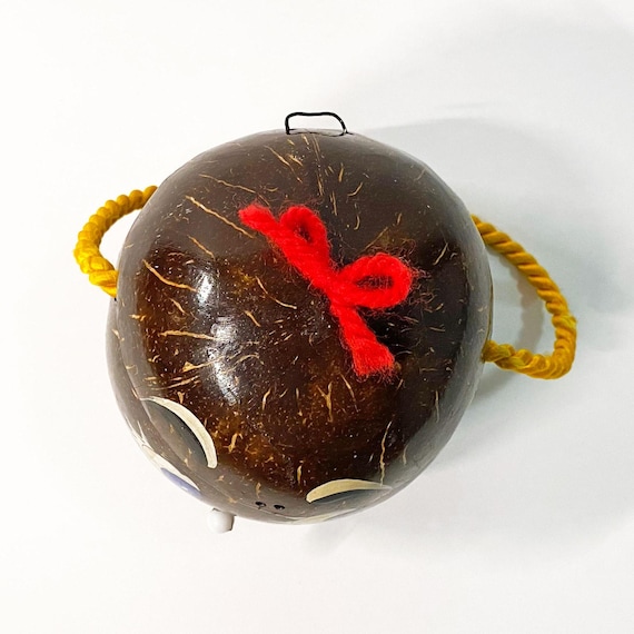 Vintage 1960s Coconut Shell Hand Painted Face Purse I… - Gem