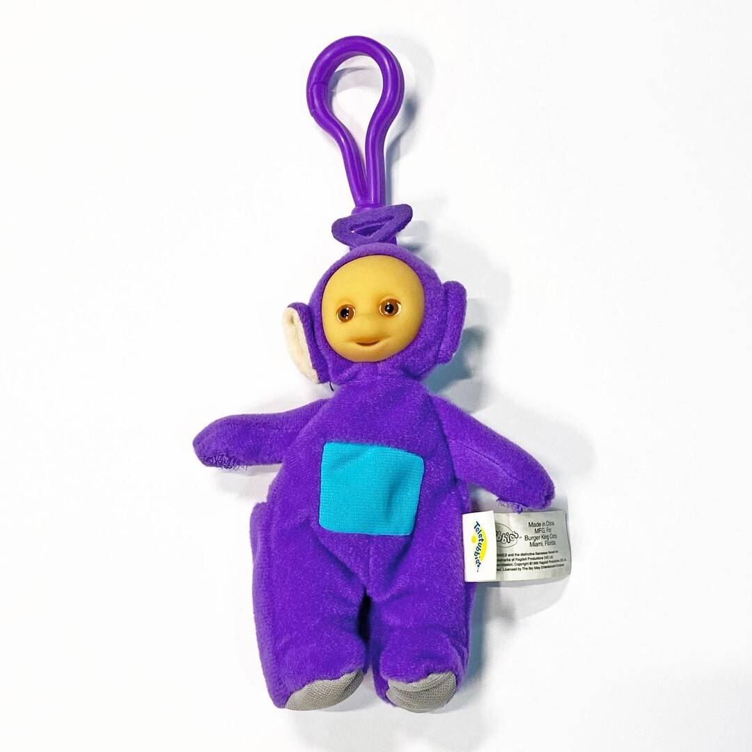Vintage Y2K Purple Teletubbies Tinky Winky Mini Plush Keychain, Burger ...