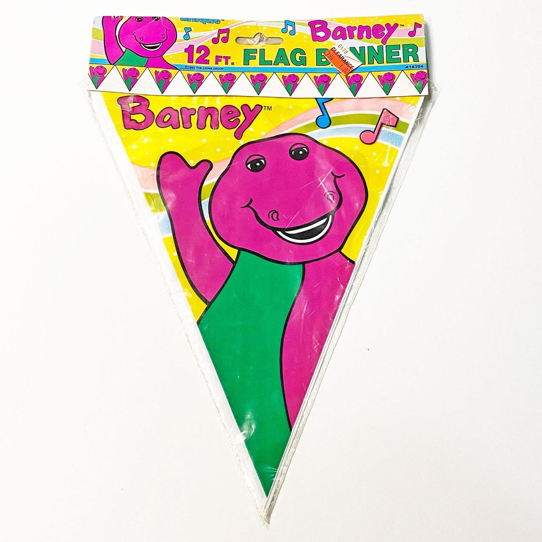 NOS Vintage 1992 Barney 12-foot Flag Banner Party Decor Sealed in ...