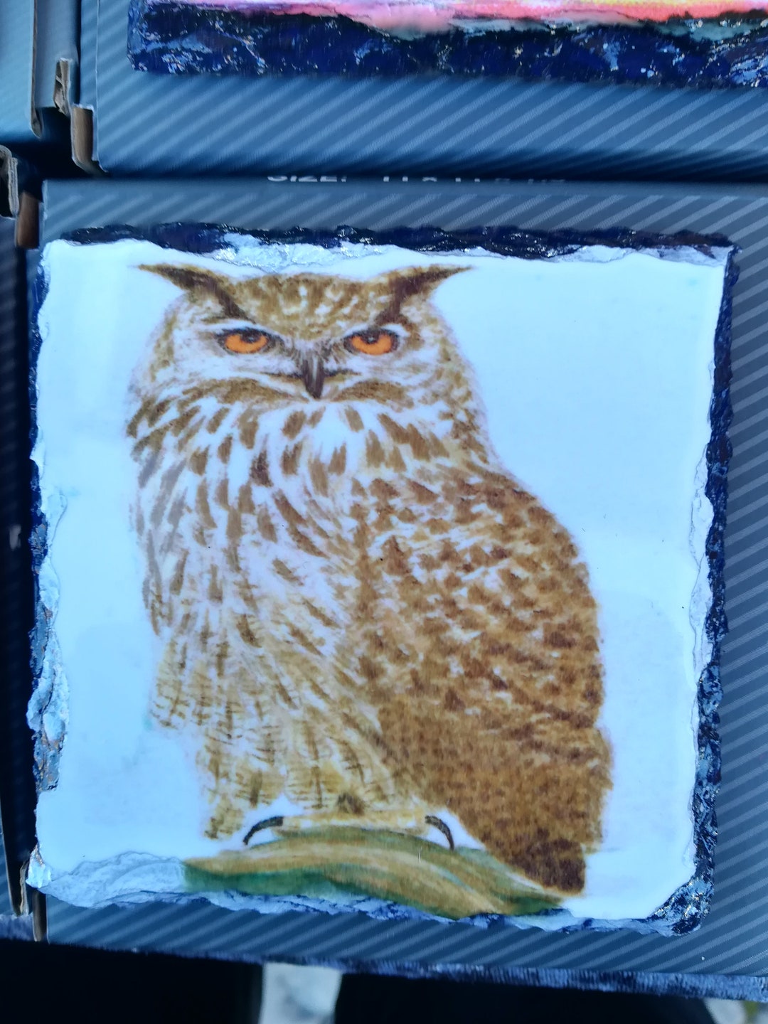 Long Eared Owl Slate Coaster - Etsy