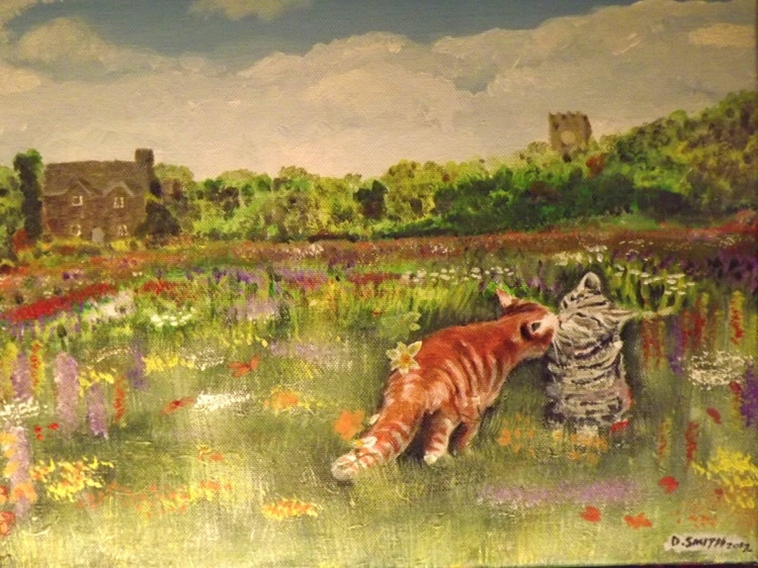 Cottage Garden Cats - Print of Original Acrylic Painting - Etsy