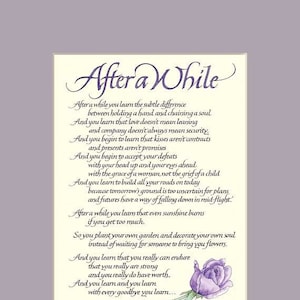After A While 11x14 Calligraphy Print, Inspirational Quote, Wall Art ...
