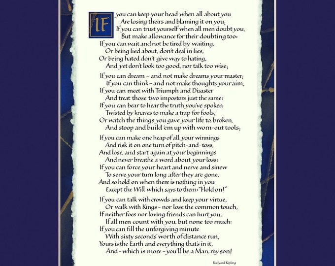 If by Kipling 11x14 If poem calligraphy inspirational | Etsy