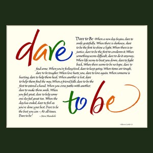 Dare to Be 8x10 Calligraphy Print, Inspirational Quote, Wall Art ...