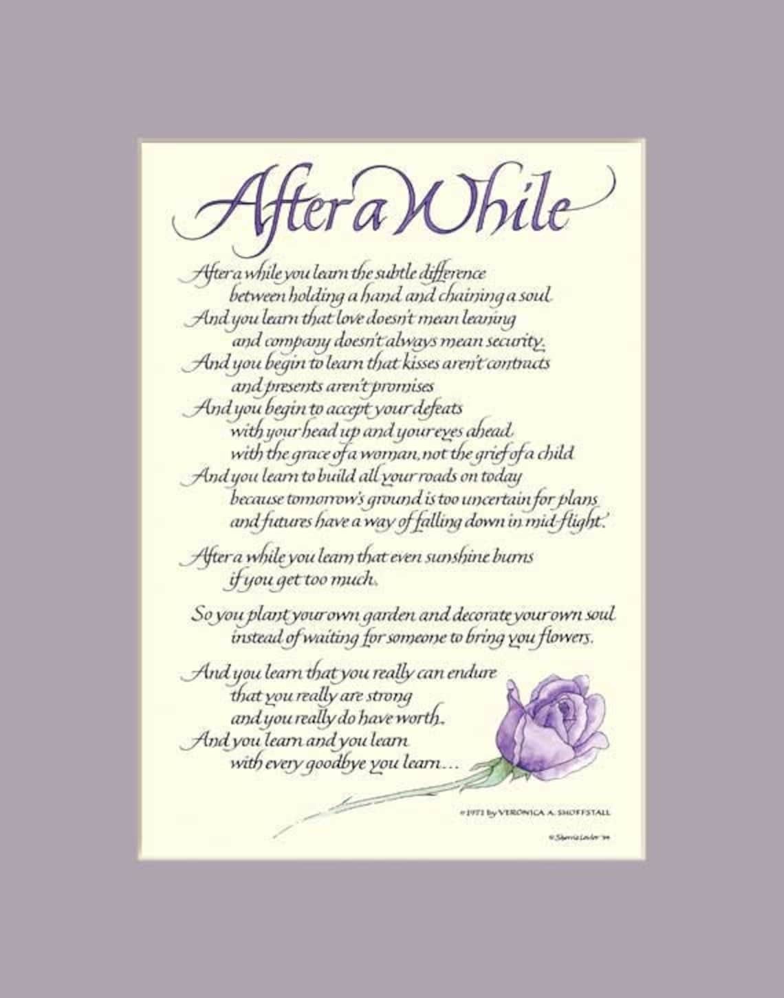 After A While 11x14 Calligraphy Print, Inspirational Quote, Wall Art ...