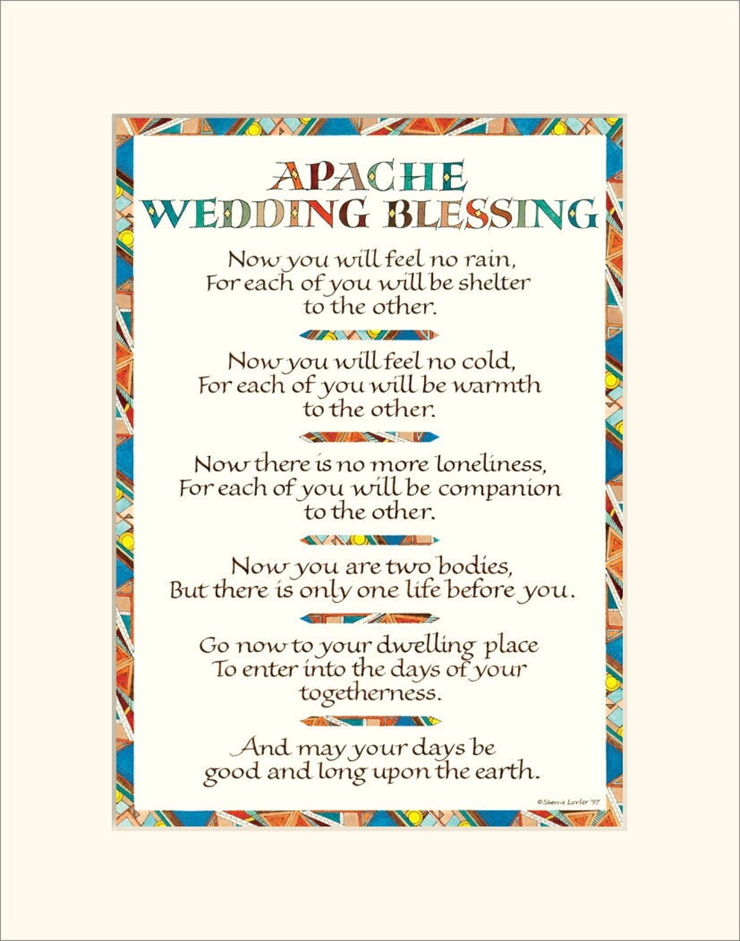 Apache Wedding Blessing Print, Calligraphy Art, Wedding Gift (11x14 ...