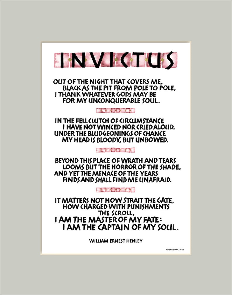 Invictus Poem, 11x14 Invictus Print, I Am the Master of My Fate ...