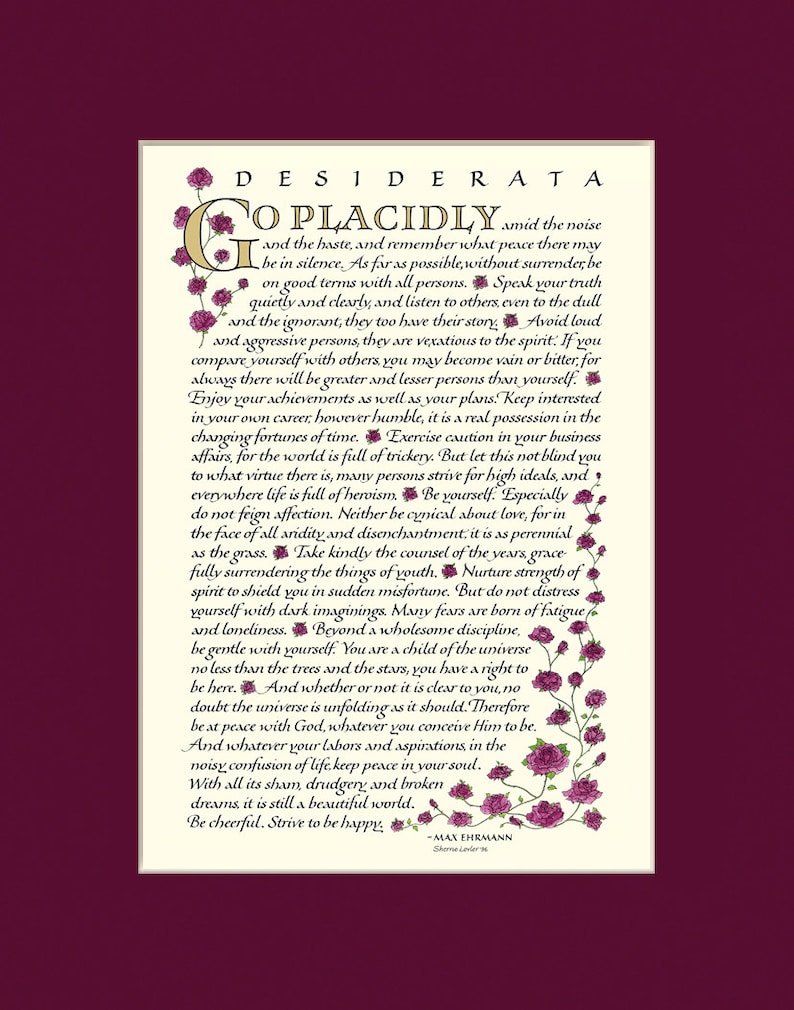 Desiderata Poem, 11x14 Desiderata Print, Go Placidly, Max Ehrmann ...