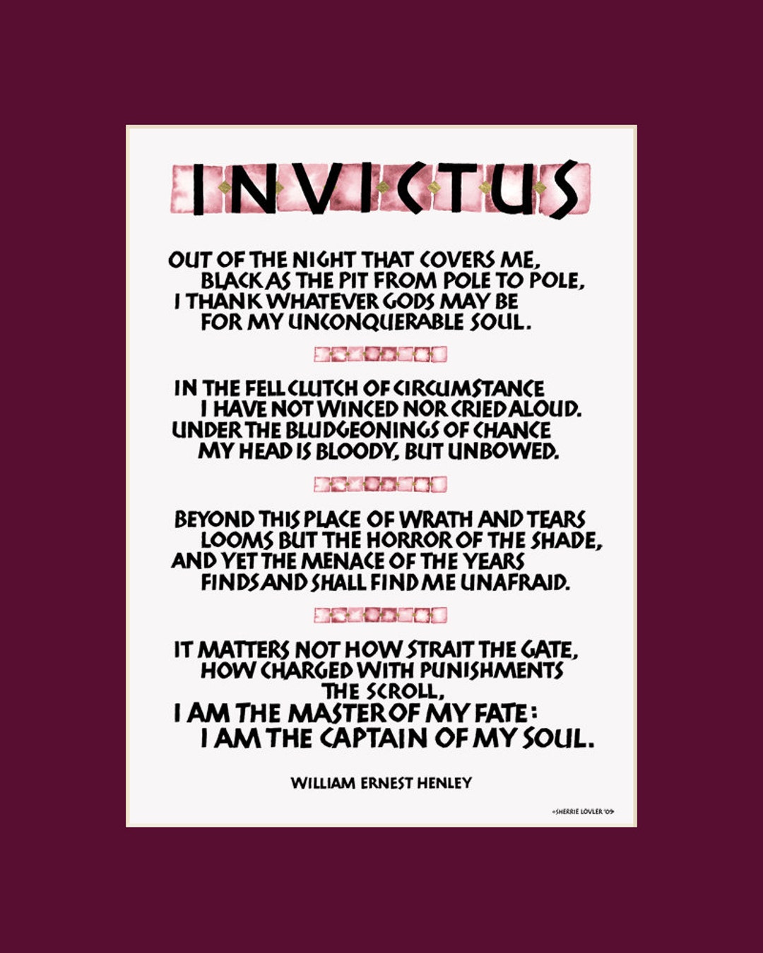 Invictus Poem, 8x10 Invictus Print, I Am the Master of My Fate ...