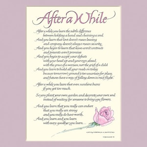 After A While 11x14 Calligraphy Print, Inspirational Quote, Wall Art ...