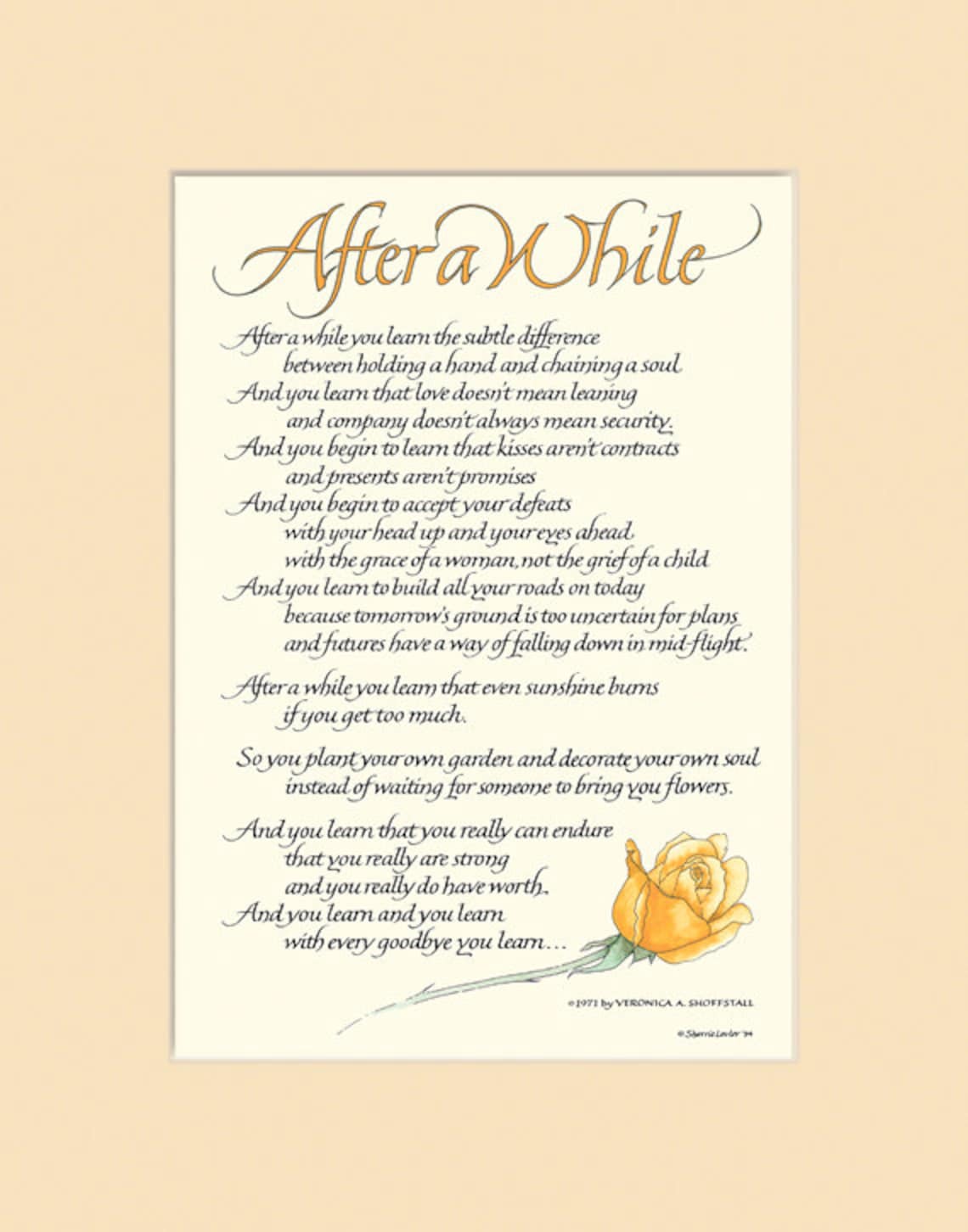 After A While 11x14 Calligraphy Print, Inspirational Quote, Wall Art ...