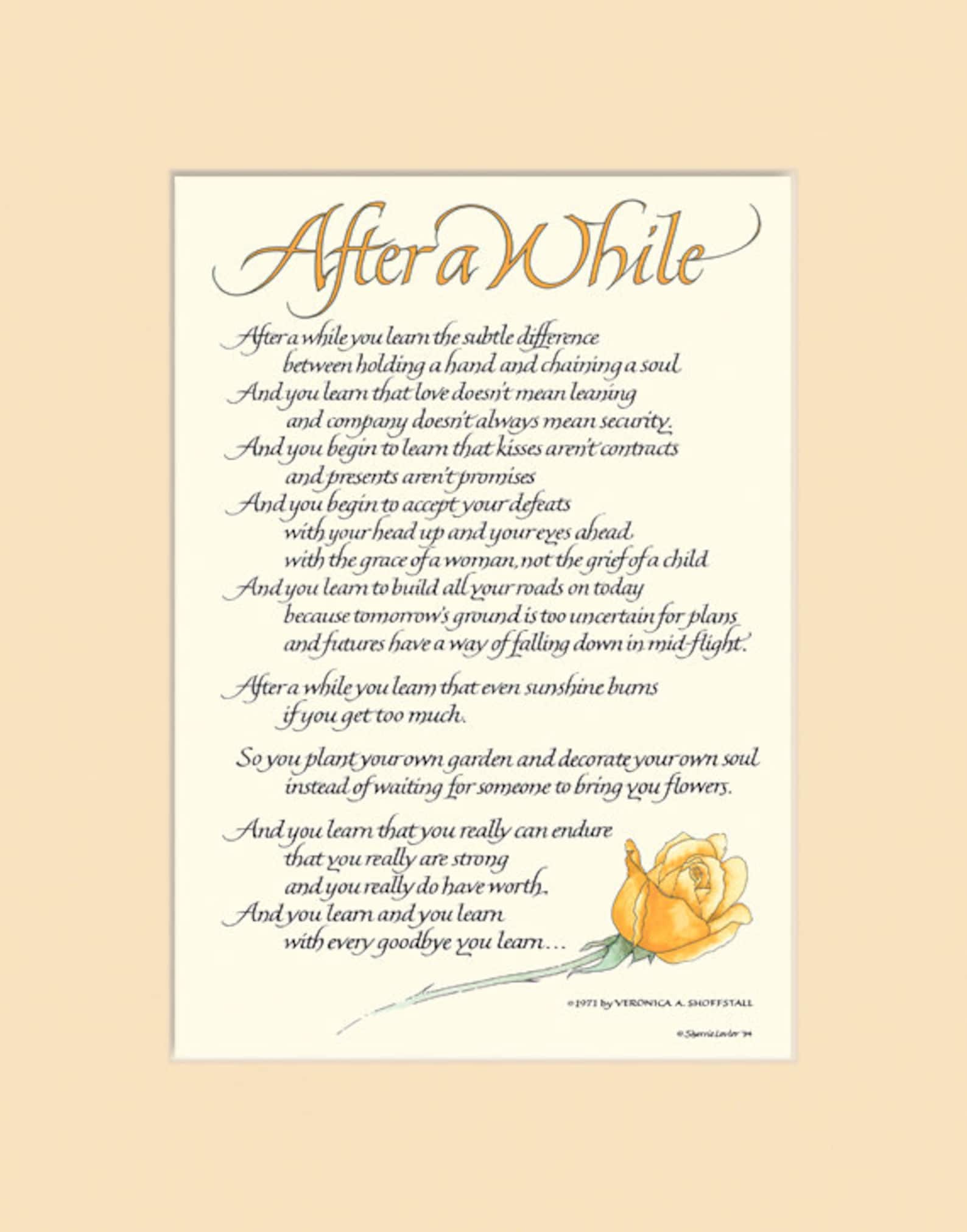 After A While 11x14 Calligraphy Print, Inspirational Quote, Wall Art ...