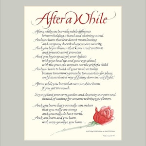 After A While 8x10 Calligraphy Print, Inspirational Quote, Wall Art ...