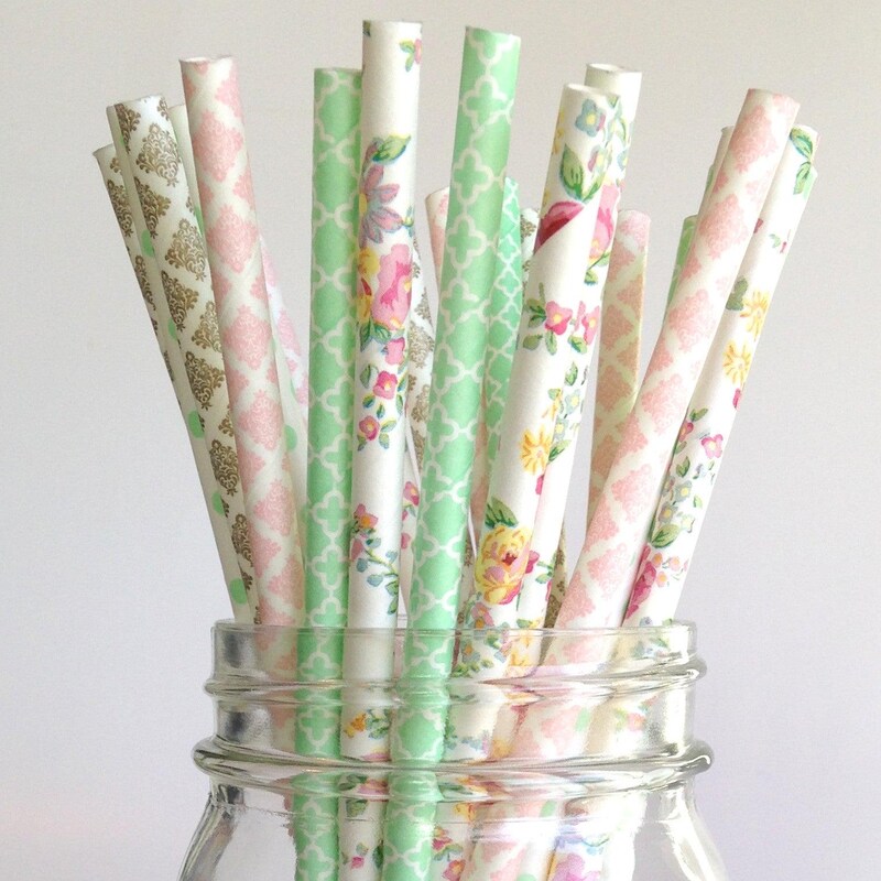 Floral Paper Straws - Etsy