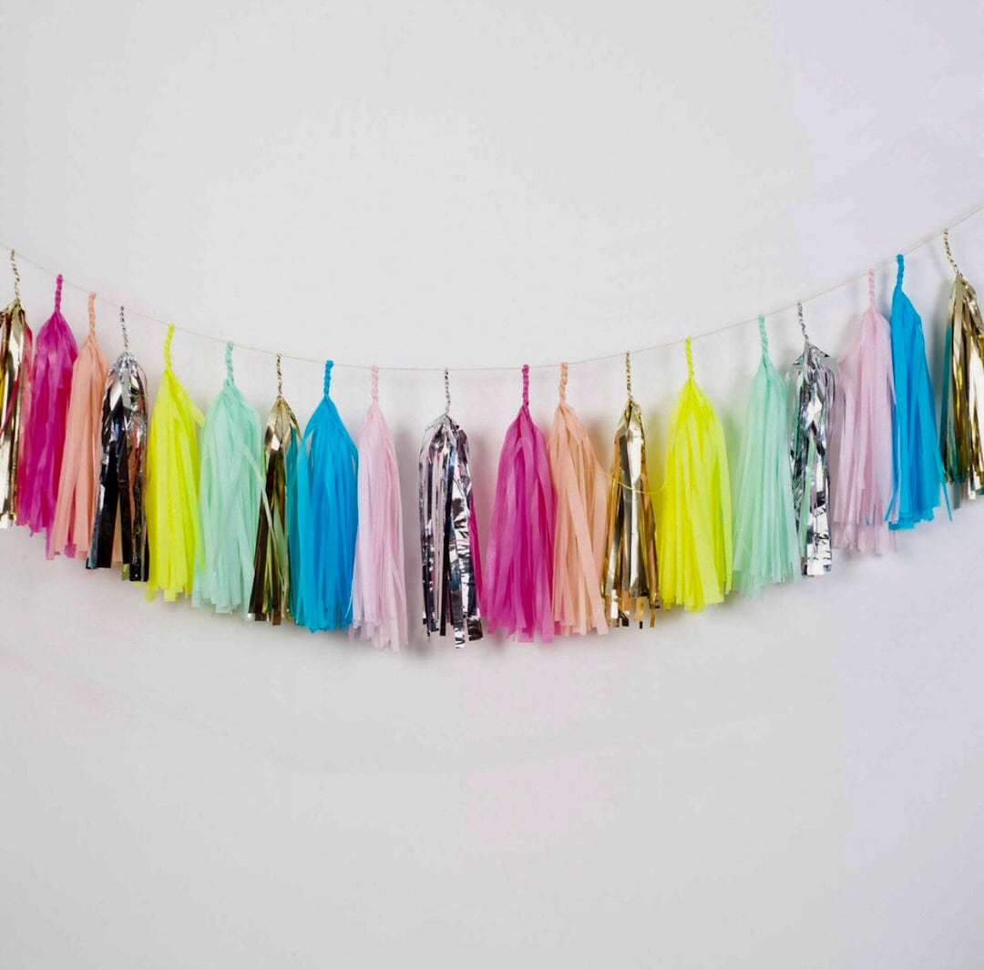 Neon Tassel Garland- / Bright Tassel Garland / Tassel Banner Tissue ...