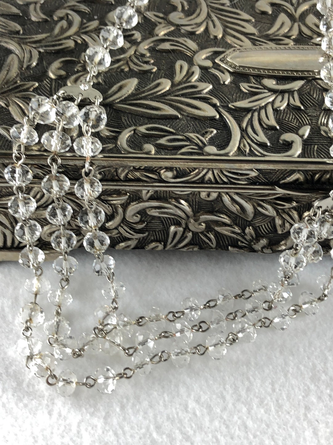 3 Strand Festooned Clear Glass Crystal Necklace - Etsy