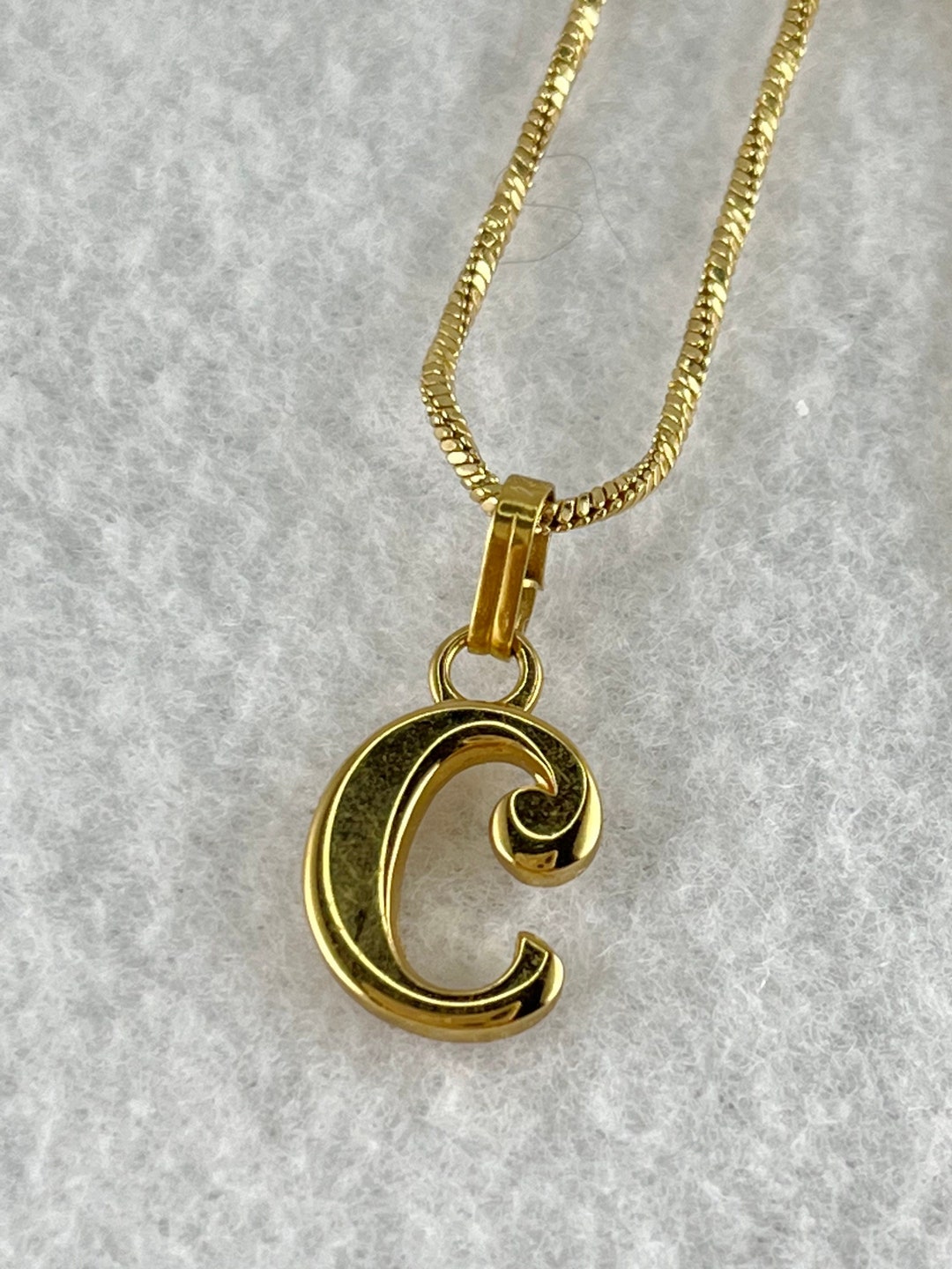 Gold Tone Letter C Pendent on a Chain by Monet - Etsy