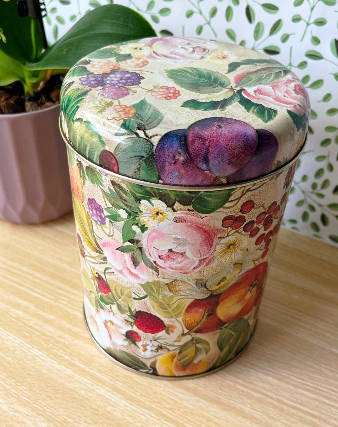 Floral and Fruits Tin Canister Cottage Core - Etsy