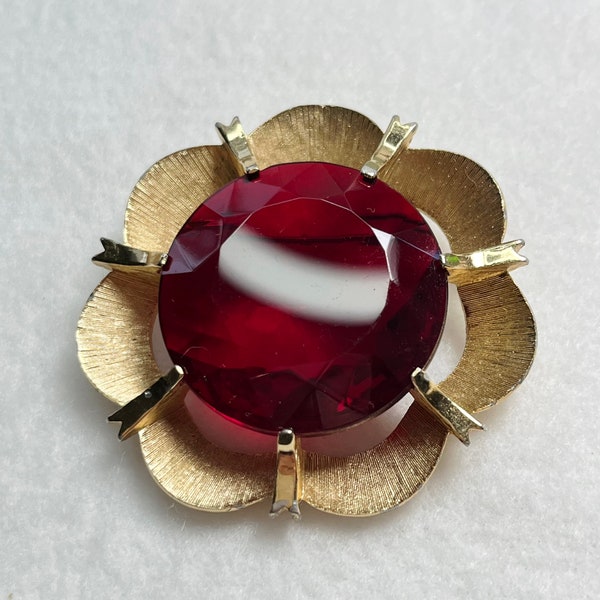 Red Stone Brooch - Etsy