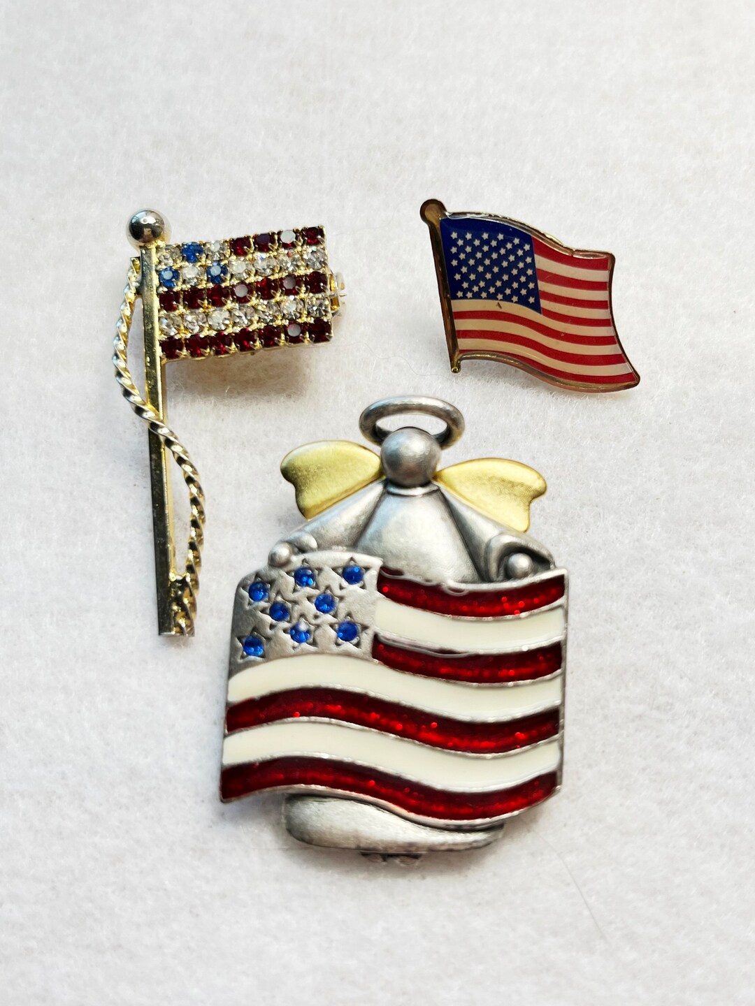 Patriotic Flag Brooches Angel Flag Brooch by AJMC - Etsy