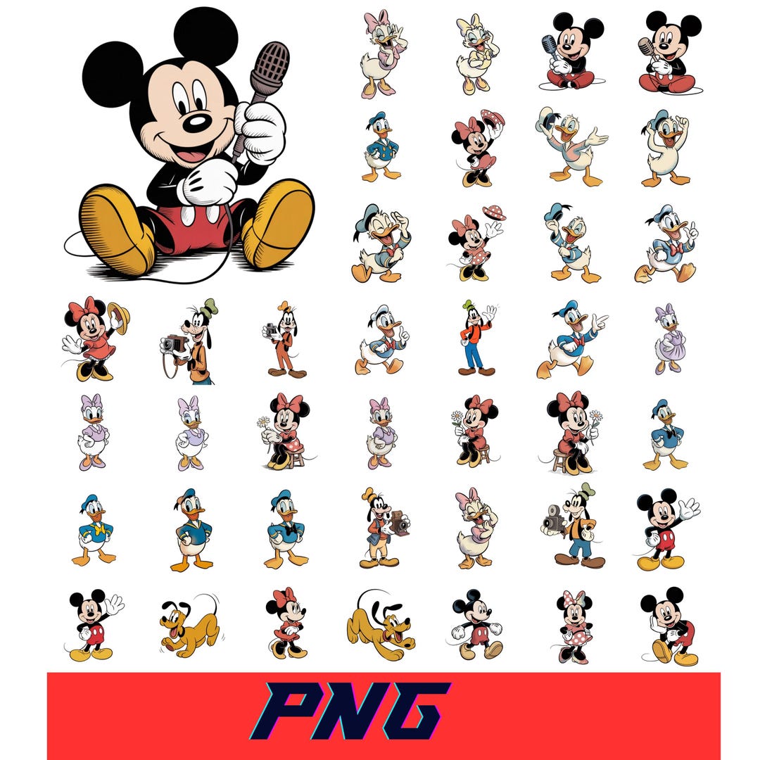 Pacote de imagens PNG do Mickey Mouse e seus amigos, incluindo Minnie ...