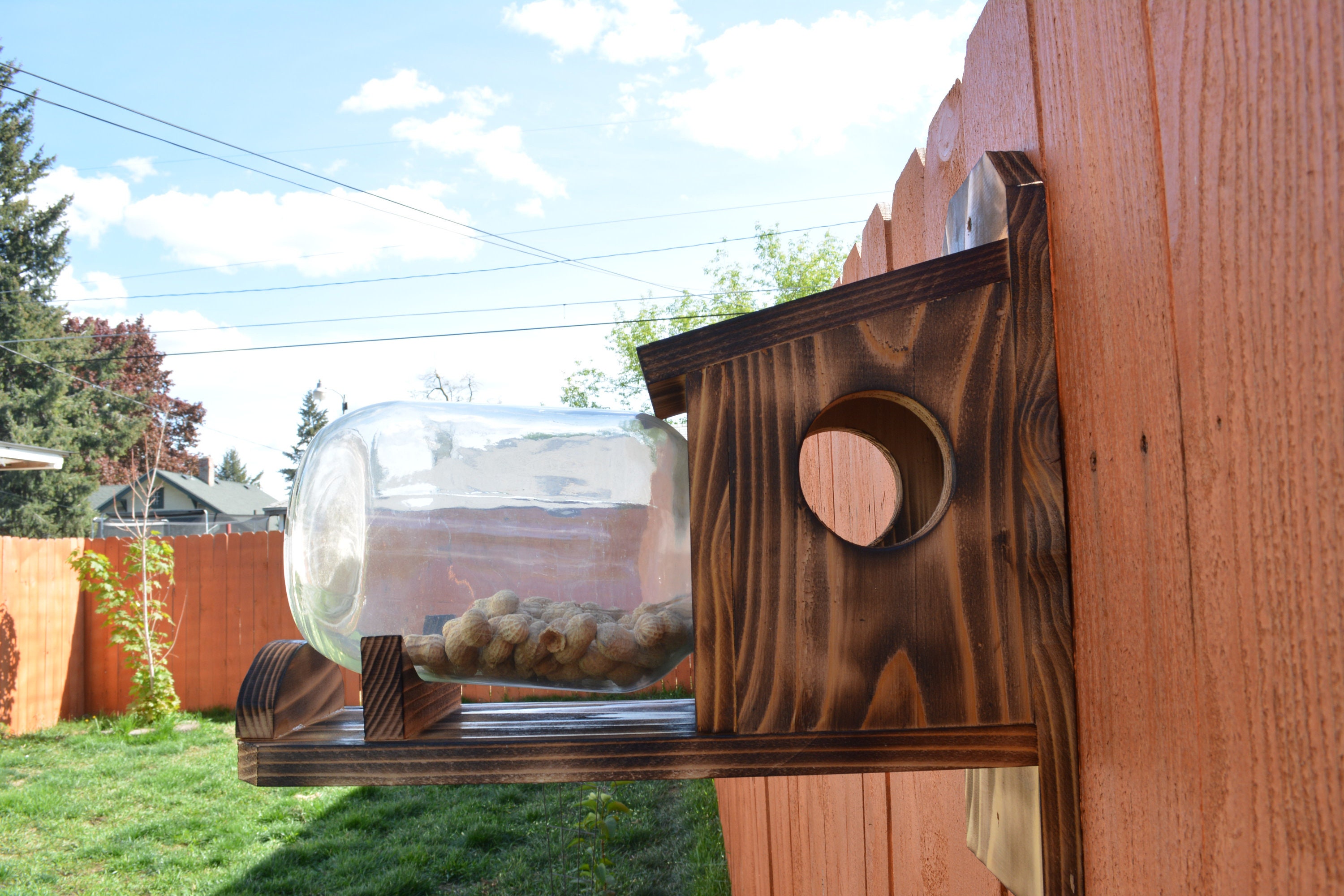 Flame burnished Squirrel Feeder of Solid Cedar with vintage | Etsy