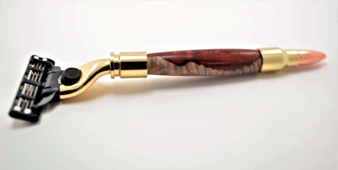 FREE US SHIPPING Hand Turned Razor Handle From Burled Wood Fusion and ...