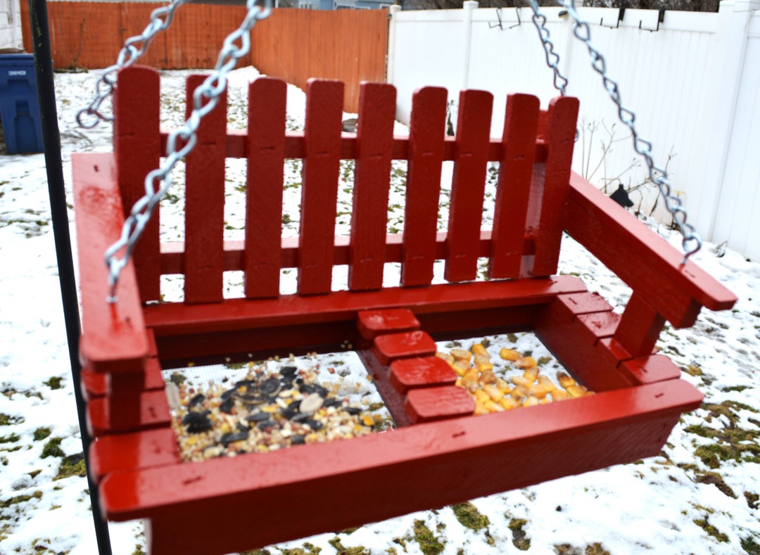 Father's Day Gift, Bright Red Cedar Swing Bird Feeder: Divided Tray ...