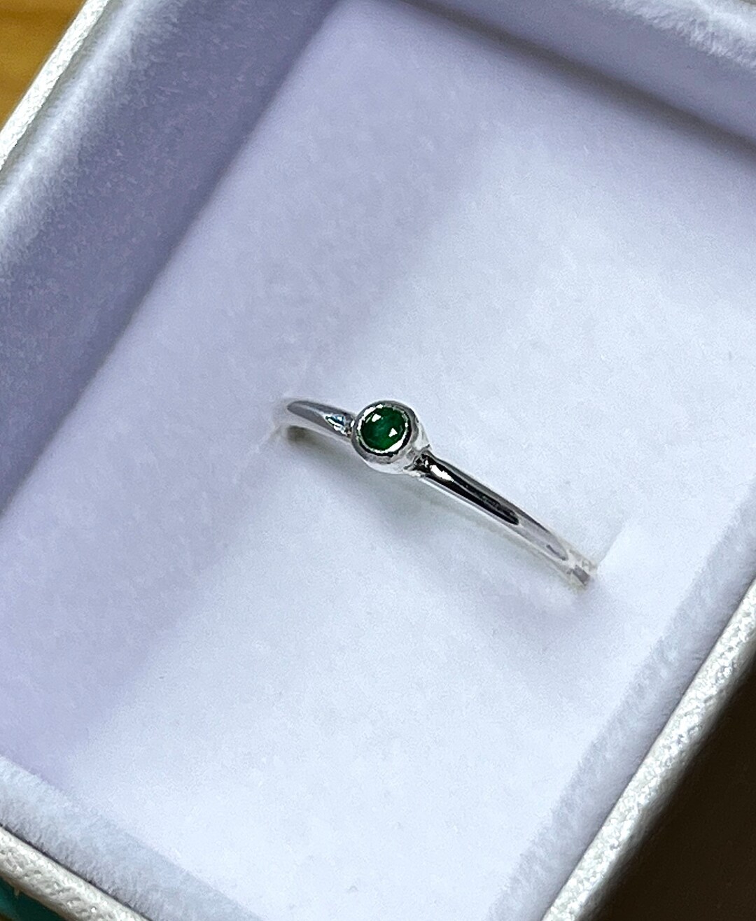 Sterling Silver and Emerald Stack Ring - Etsy
