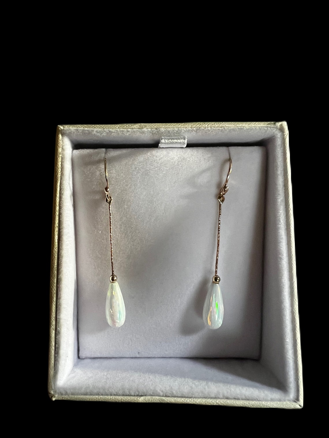 10ct Gold & Opal Drop Handmade Earrings - Etsy