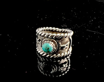 Ranch Brand Class Ring Sterling Silver Western Ring Unisex Turquoise ...