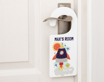 Personalised Wooden Door Signs for Your Home: Space Theme - Etsy UK