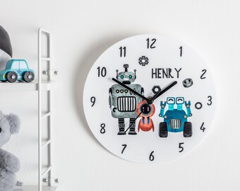 Robot Wall Clock Laser Cut Nursery & Kids Decor - Etsy