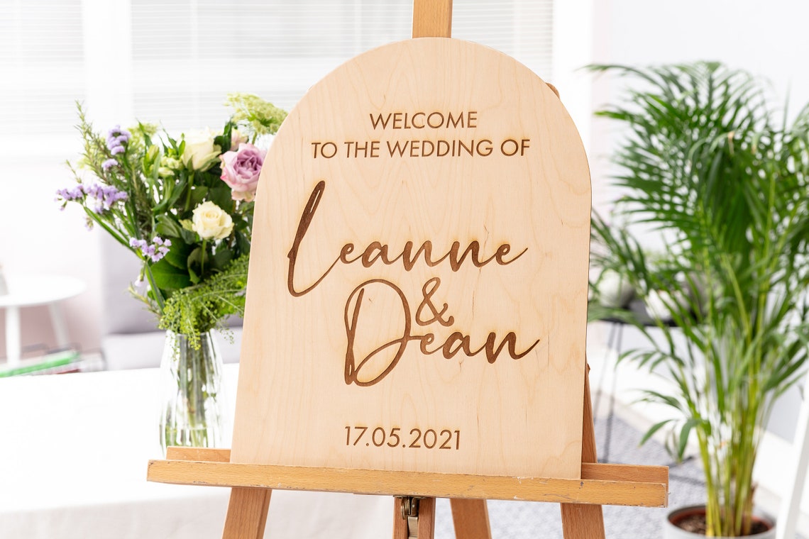 Engraved Wooden Wedding Arch Welcome Sign - Etsy