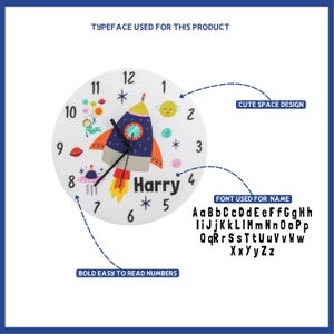 Space Theme Clock - Personalised Child's Clock Gift - Outer Space ...