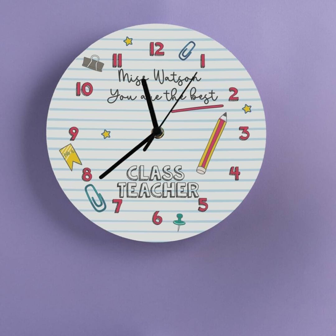 Thank You Teacher Nursery Personalised Classroom Clock - Children's ...