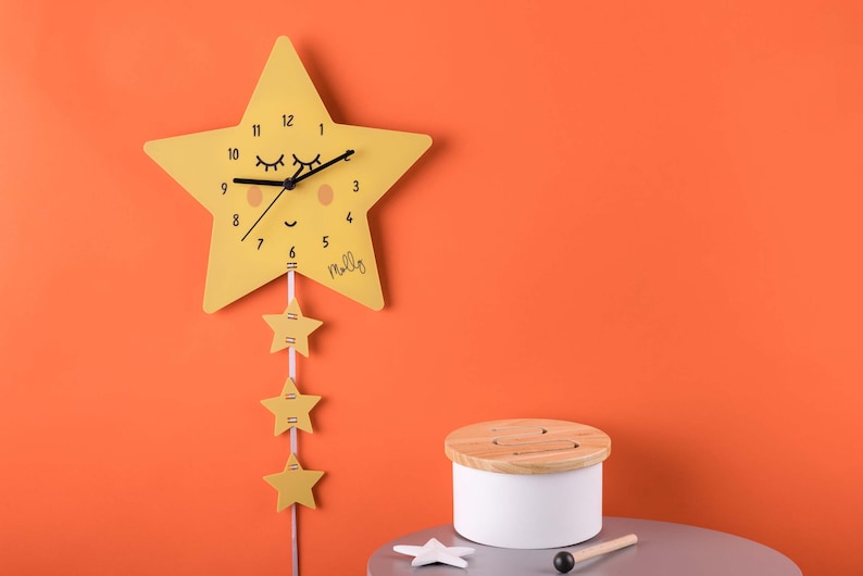 Children's Sleepy Star Matt Bedroom Clock With Name - Etsy