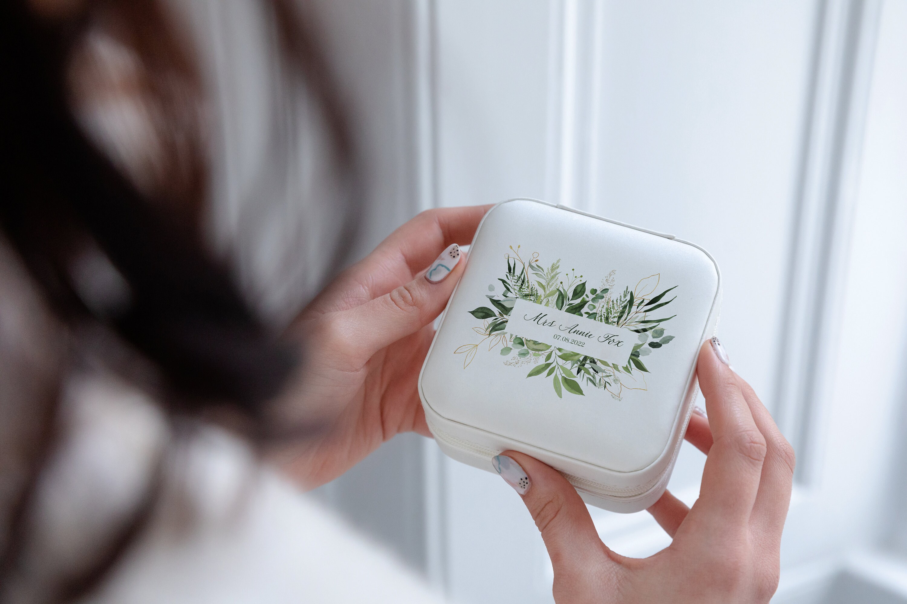 Greenery Botanic Personalised Case Box - Travel Case - Ivory Jewellery ...