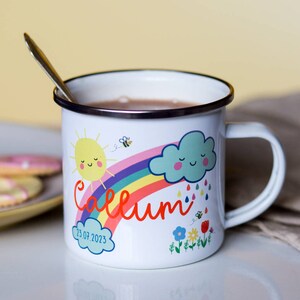 Rainbow and Clouds Personalised Children's Enamel Mug - Etsy