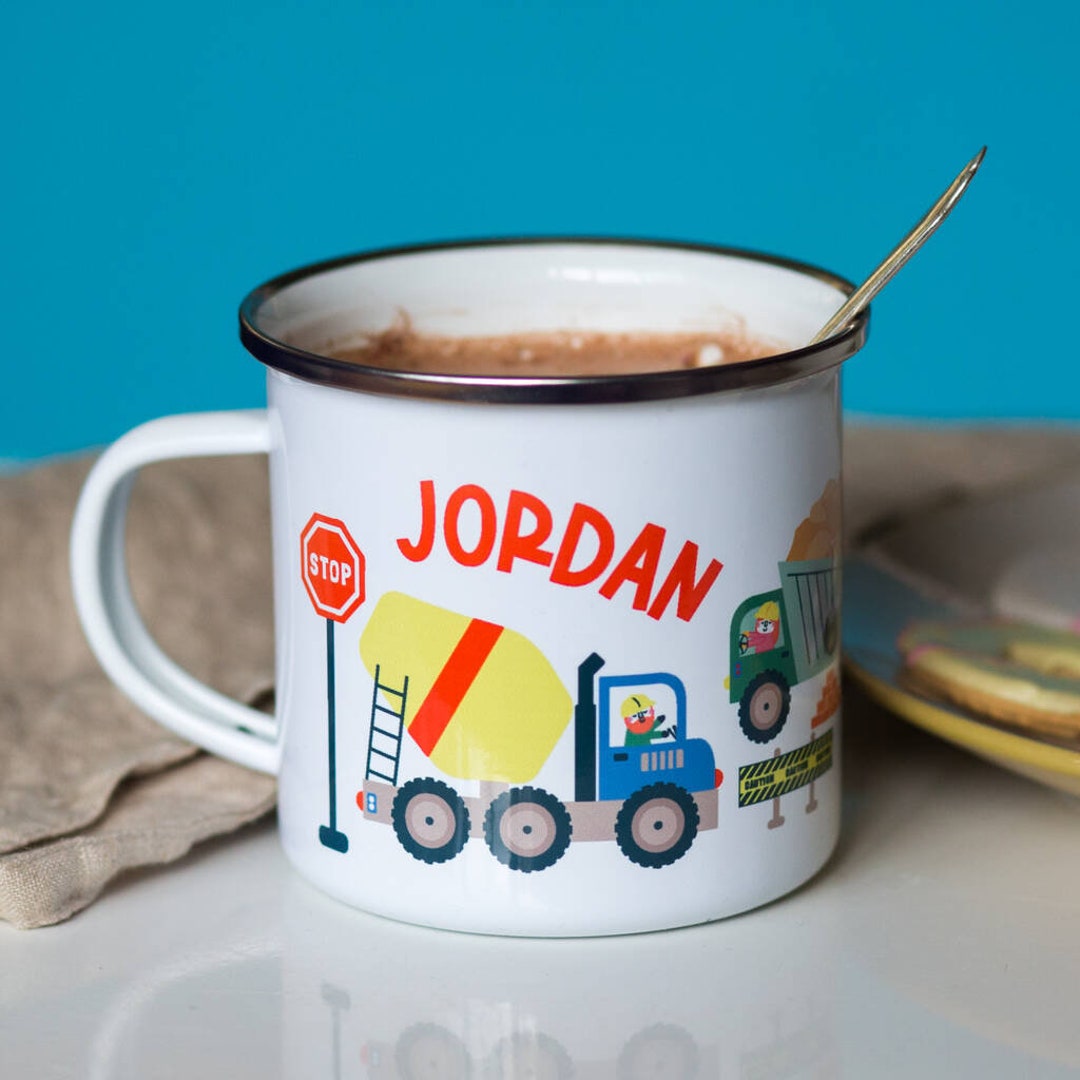 Construction Site Themed Personalised Children's Enamel Mug - Etsy